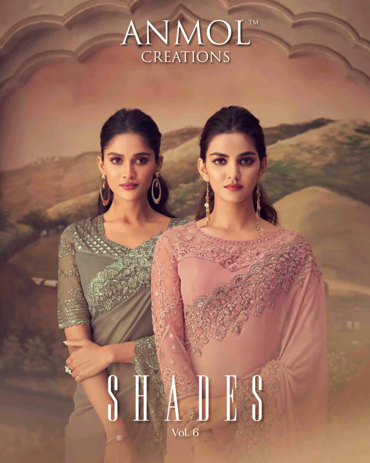 Shades Vol 6 By Anmol Designer Partywear Saree Collection Anmol Creation Wholesale Sarees Catalog